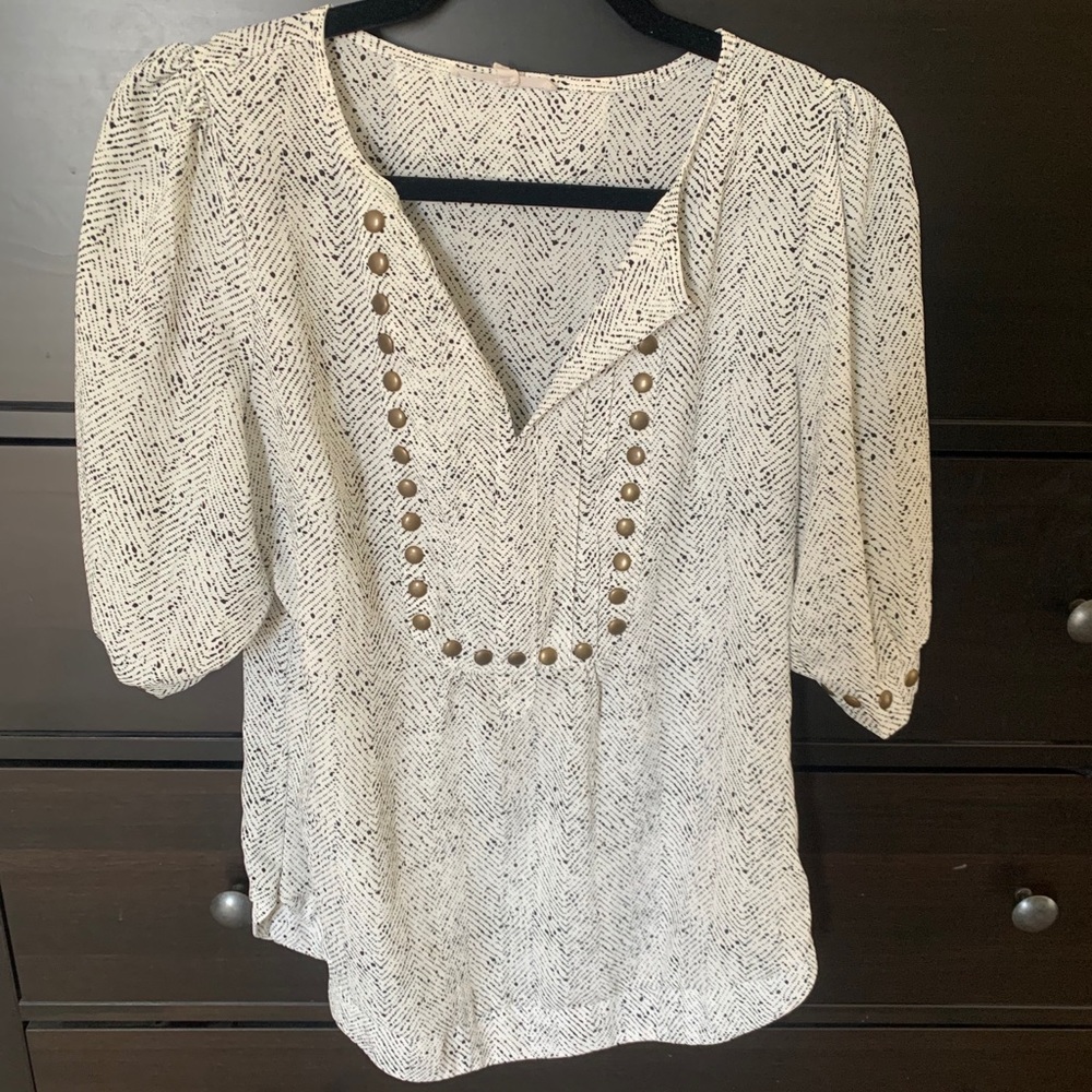 Black & White Herringbone Top From Stitch Fix - Gem